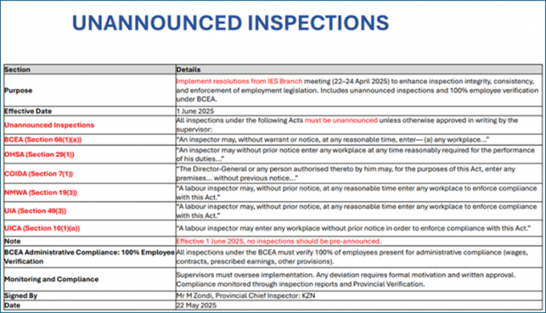 Channel Chat: Unannounced inspections by DOL allowed - Effective 1 June ...